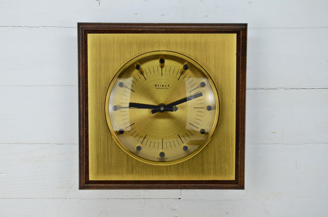 Vintage German Weimar Quartz Vintage Brass Wall Clock - Etsy