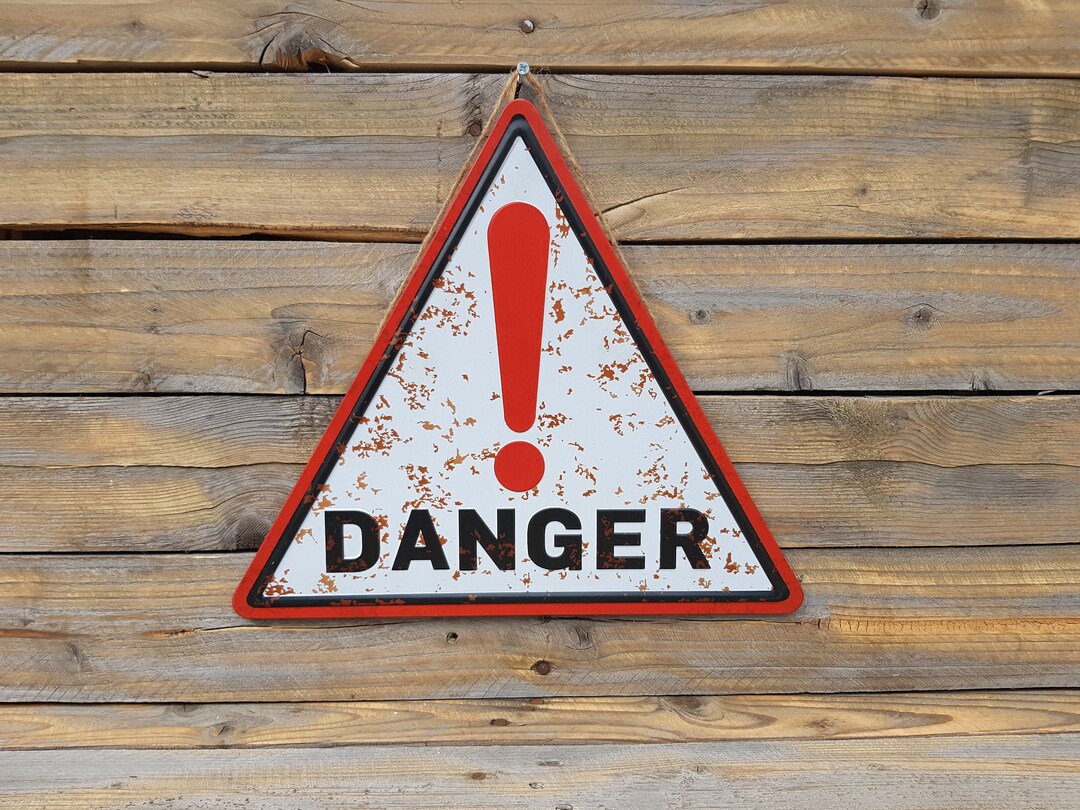Red Danger Sign: Metal Attention Plate (13.39 X 13.39 Inches) - Etsy