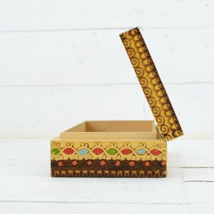 Vintage Wooden Pyrography Box , Old Wood Jewellery Box , Pencil Case ...