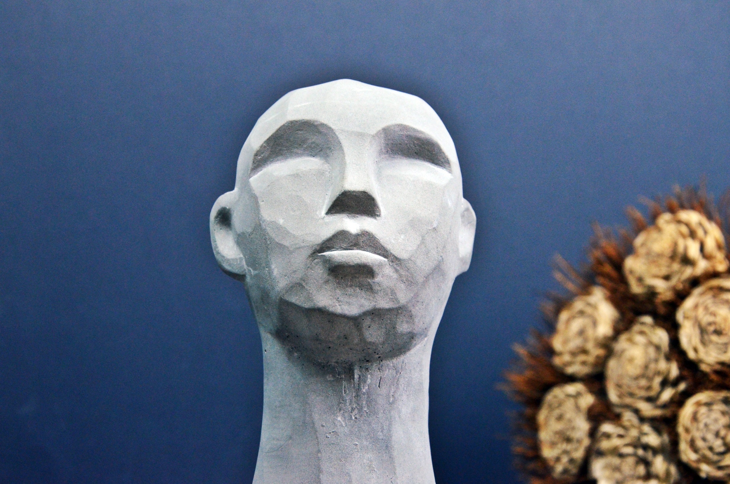 Vintage Stone Figure Bust of the Head Stone Bust of the | Etsy