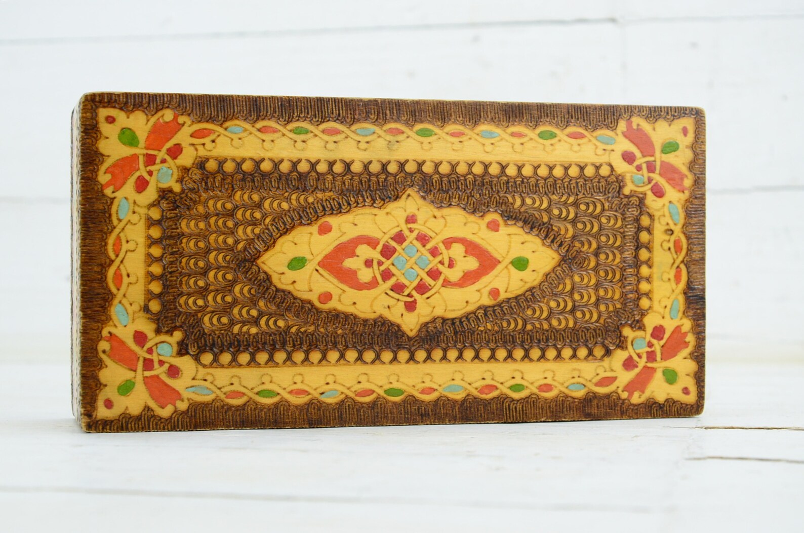 Vintage Wooden Pyrography Box Old Wood Jewellery Box - Etsy