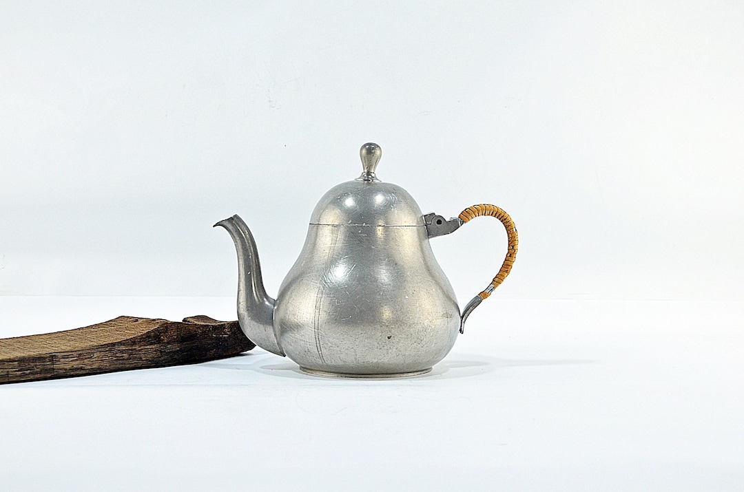 Antique Dutch Pewter Teapot Meeuws & Zoon Den Haag Pear Shape With ...