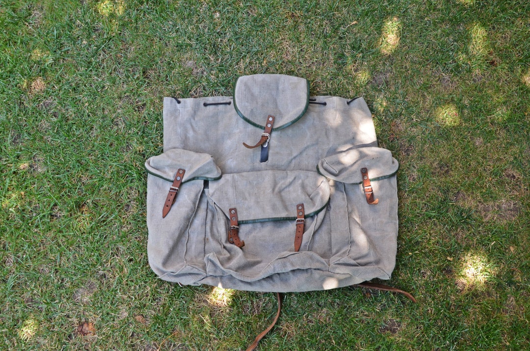 Canvas Backpack, Old Backpack, Vintage Military Backpack, Compact ...