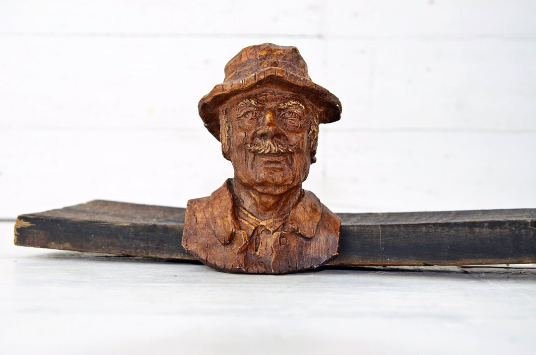 Vintage Handgemalt Decore Main, Bust of the Head, Stone Bust of the ...