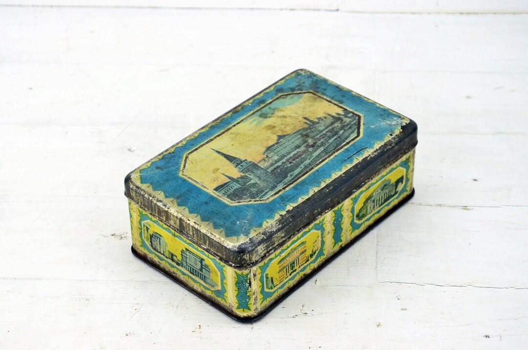Antique USSR Box, Sheet Metal Box, Old Russian Box, Vintage ...
