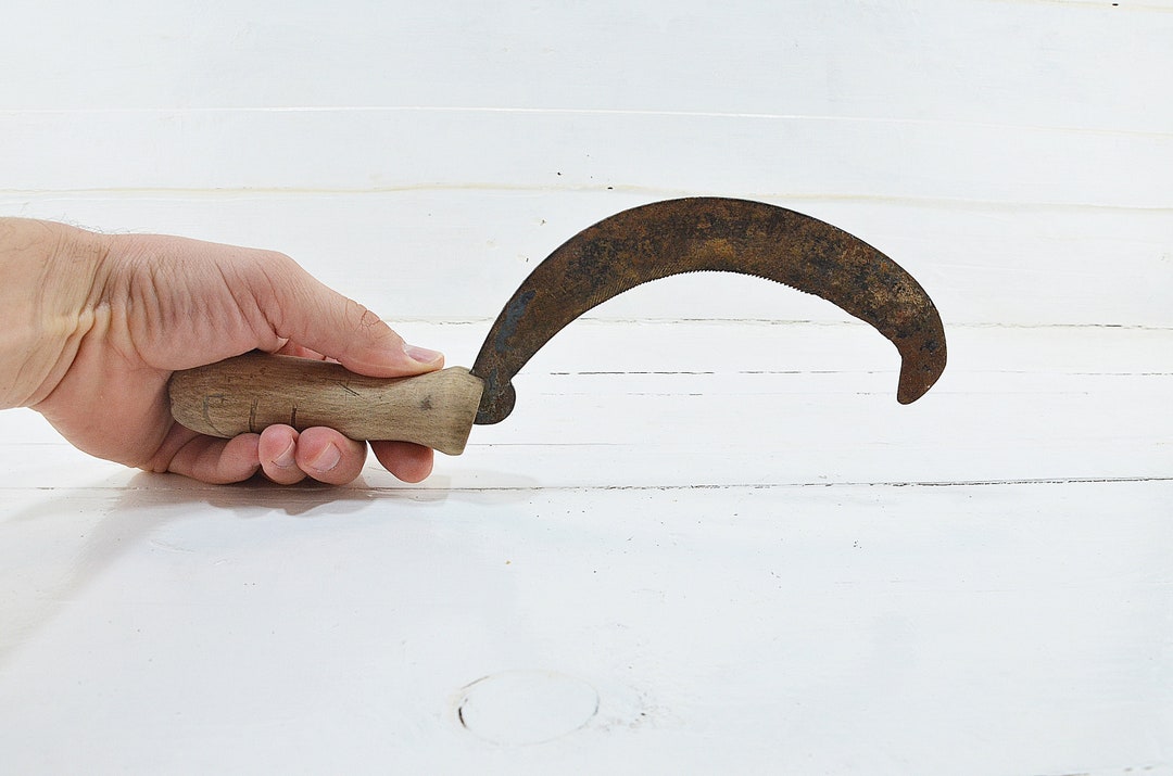 Antique Hand Sickle, Primitive Farm Tools, Vintage Hand Carved Tool ...