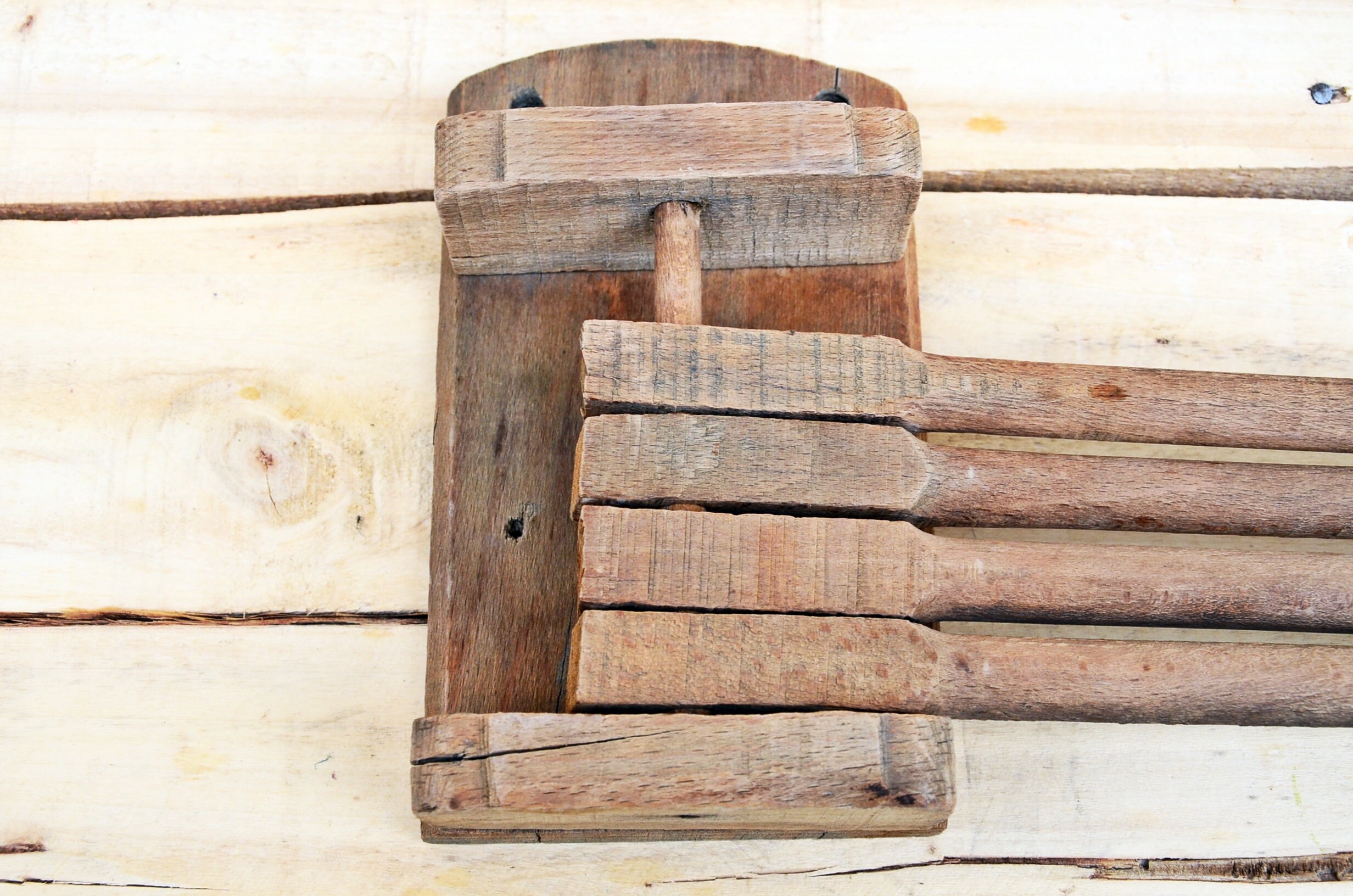 Antique Wooden Kitchen Rack With Wooden Spindle Arms Vintage | Etsy