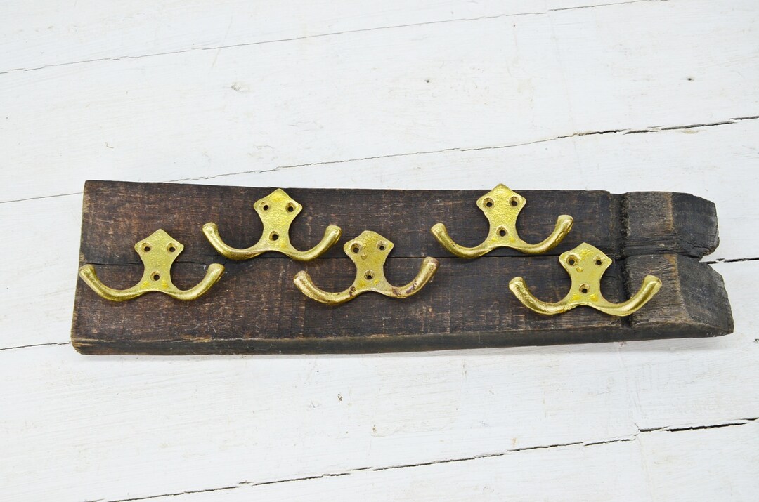 Brass Hanger Hooks: Set of 5 Wall Coat Hangers - Etsy