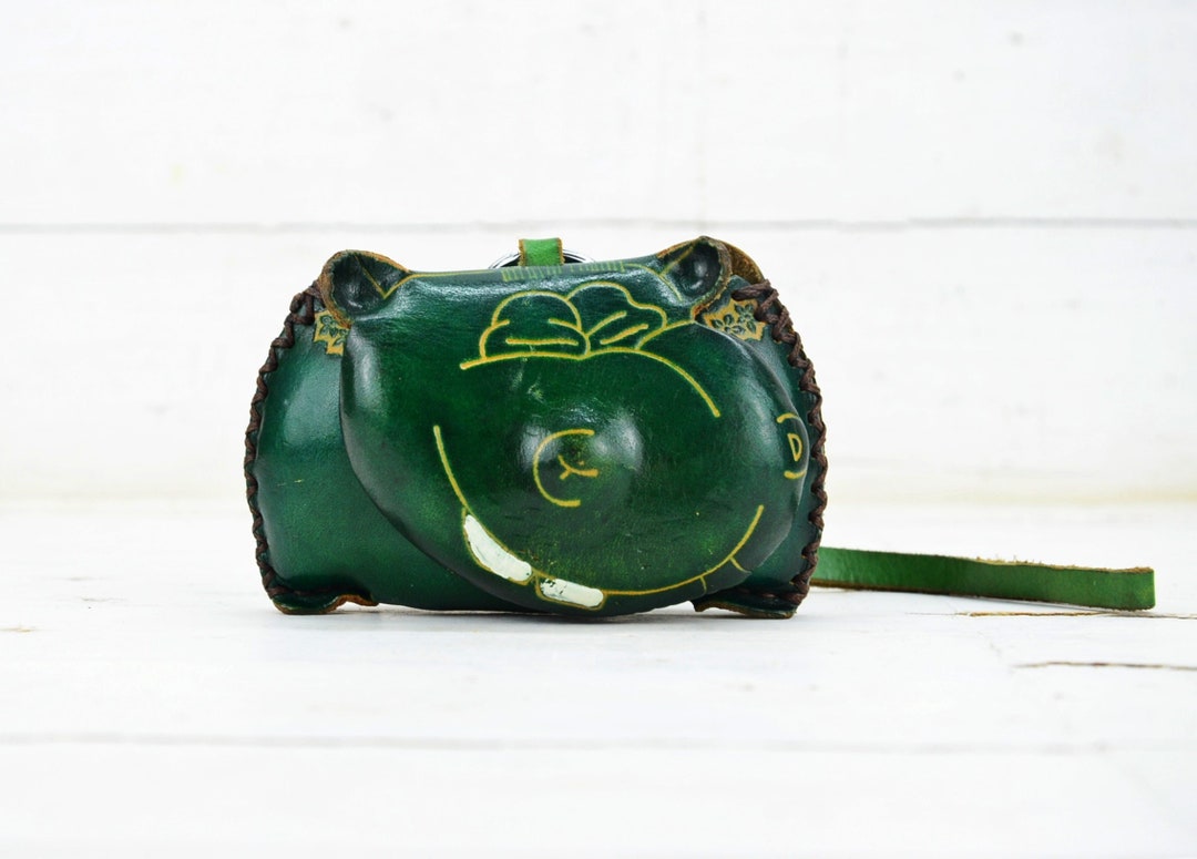 Vintage Green Hippo, Real Genuine Leather Purse, Original Design ...
