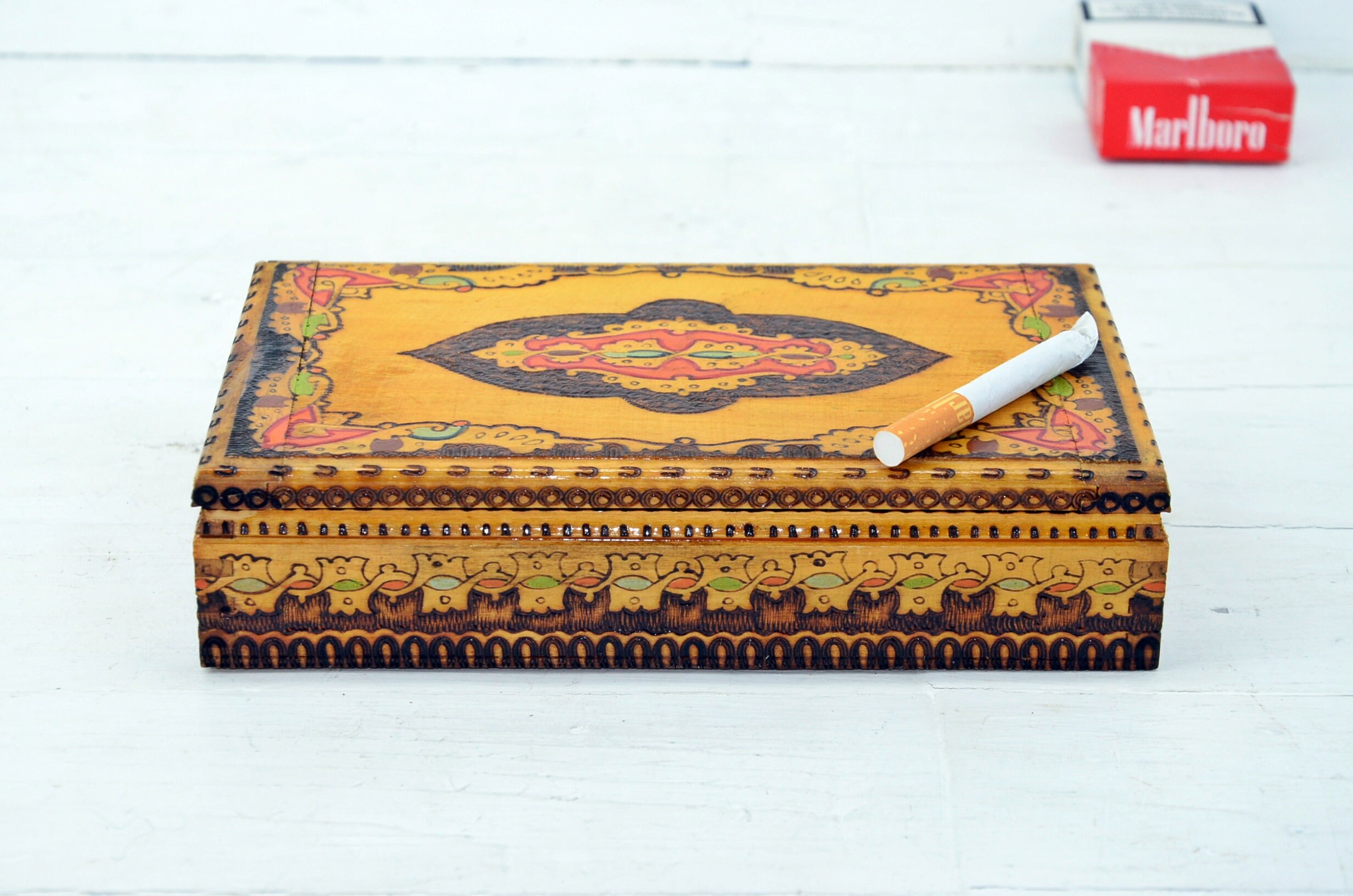 Vintage Wooden Cigarette Box Handmade Cigarette Storage | Etsy