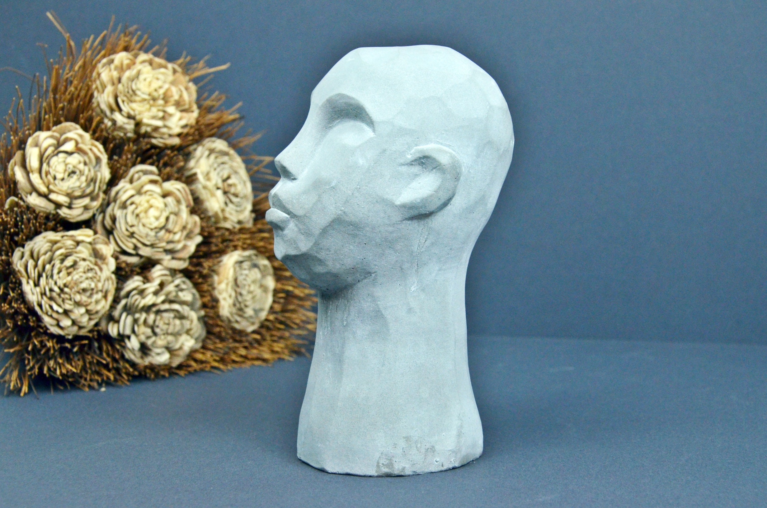 Vintage Stone Figure Bust of the Head Stone Bust of the | Etsy