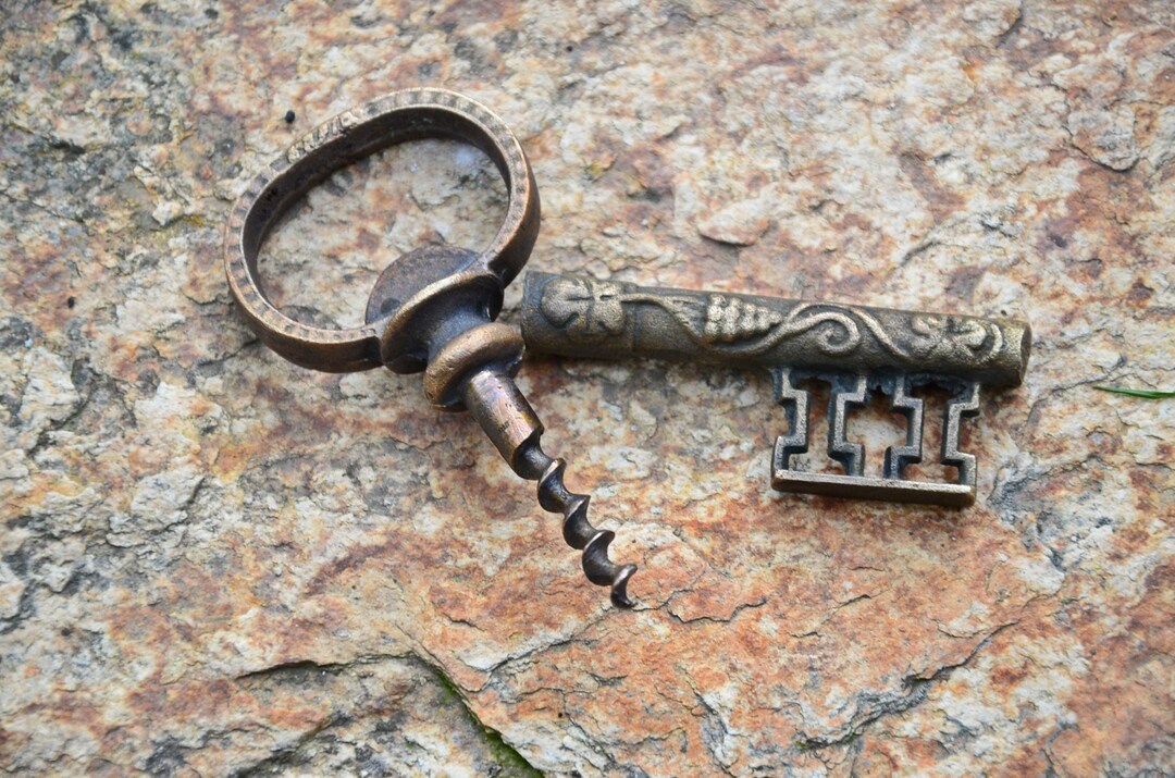 Vintage Brass Key Skeleton Corkscrew: Retro Wine Opener - Etsy