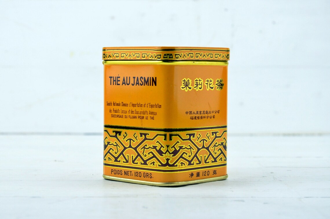 Tea Box Chinese Jasmine Tea Box Vintage Yellow Box Vintage - Etsy
