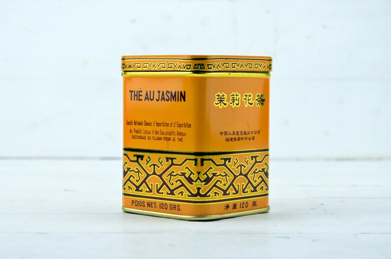 Tea Box Chinese Jasmine Tea Box Vintage Yellow Box Vintage - Etsy