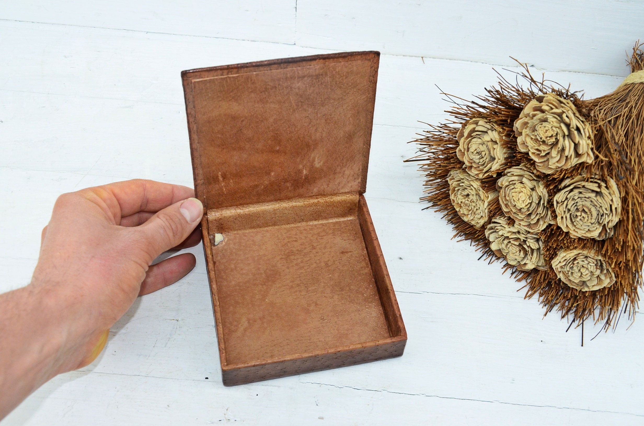 Leather Box Vintage Genuine Leather Box Jewelry Box | Etsy