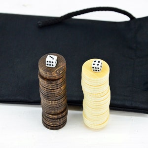 Backgammon Checkers, Vintage Handmade Wooden Backgammon Pieces, Set of ...