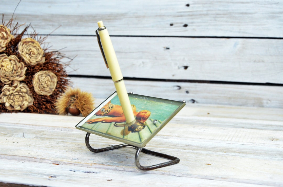 Vintage Glass Pen Holder: Old Office Desk Decor - Etsy