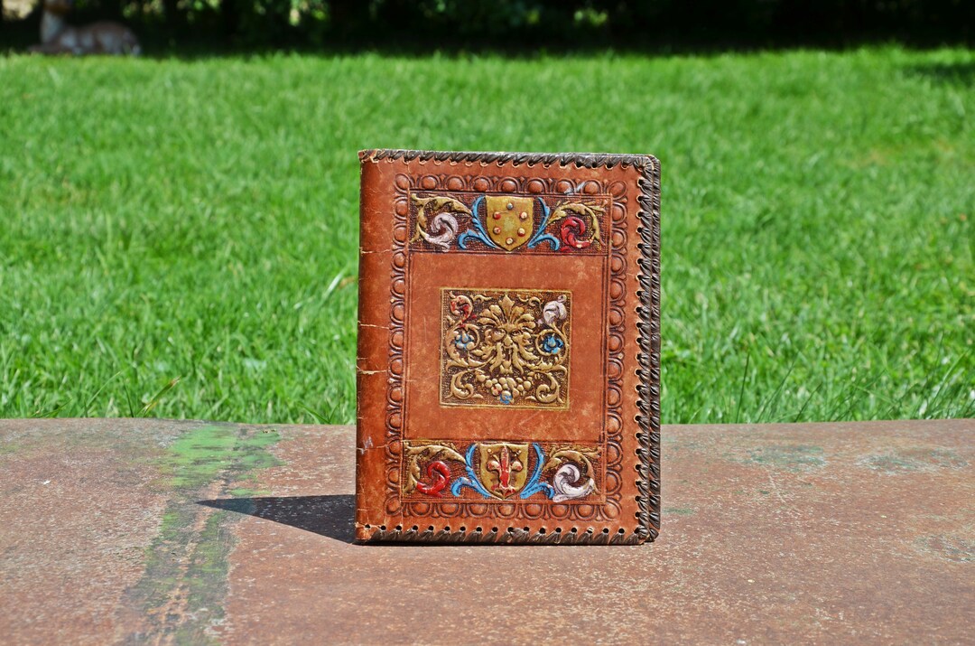 Vintage Leather Folder Handmade Embossed Leather Book Cover Luxury ...