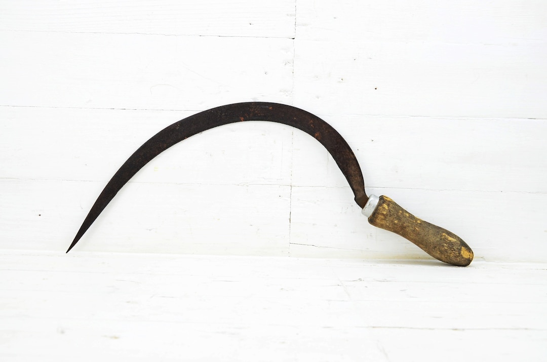Antique Hand Sickle, Big Primitive Farm Tools, Vintage Hand Carved Tool ...