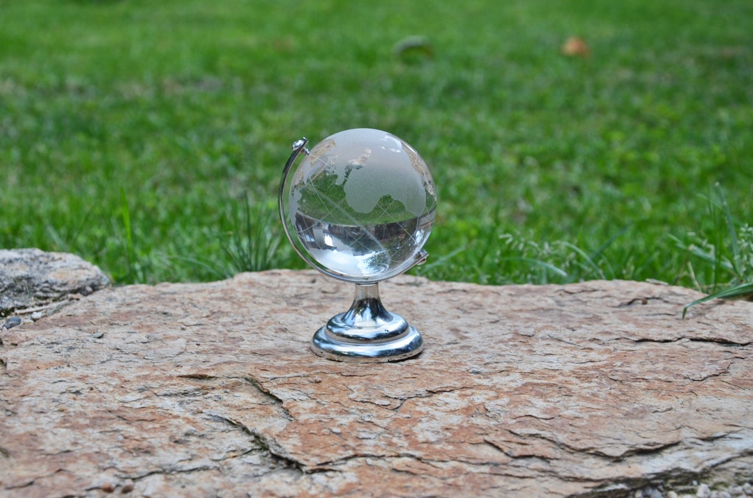 Small Vintage Globe, Vintage Glass Globe, Decorative Desk Globe, Earth ...