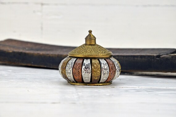 Vintage Copper Box, Tri Metal Trinket Box Copper Bras… - Gem