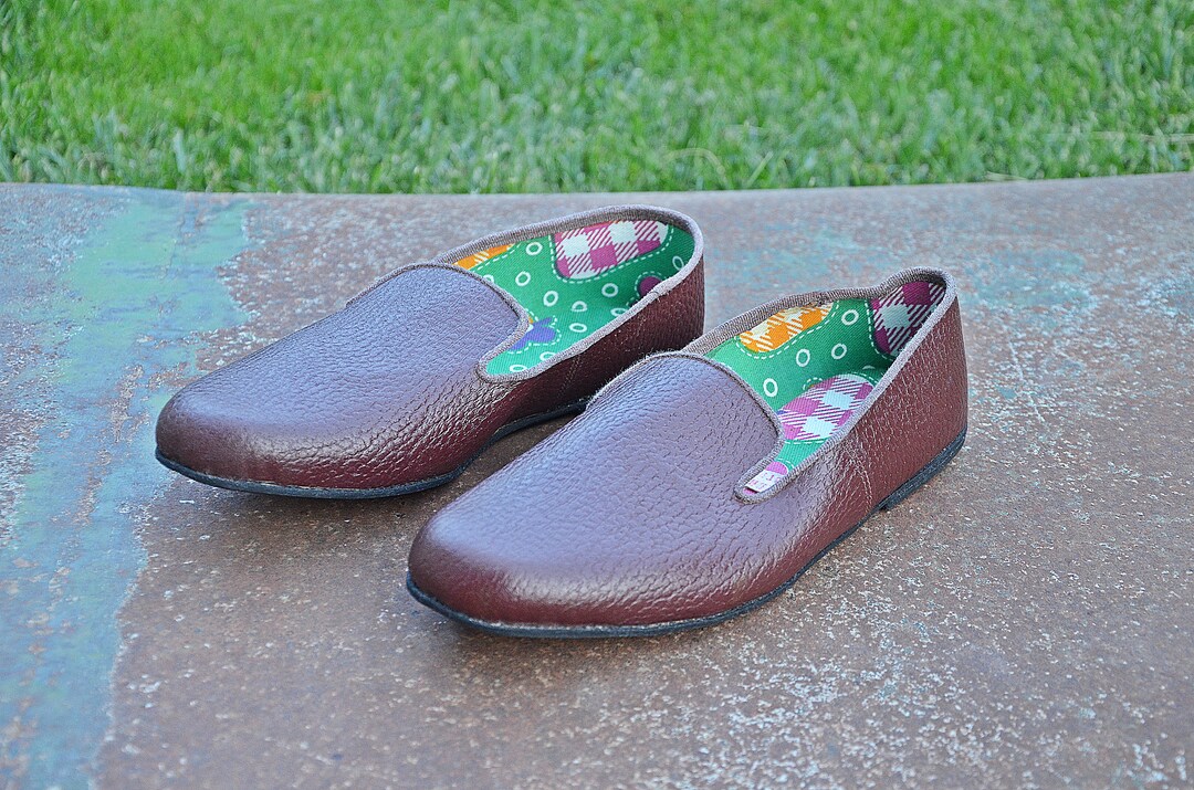 Vintage Leather Slippers, House Slippers With Arch Support for Men ...