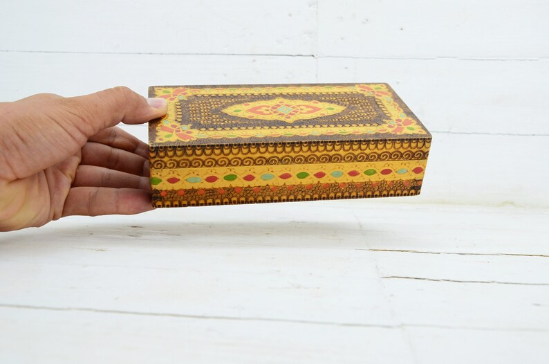 Vintage Wooden Pyrography Box Old Wood Jewellery Box - Etsy