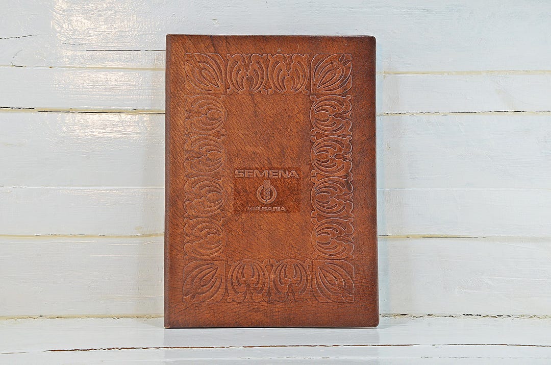 Vintage Genuine Leather Folder | Handmade Embossed Book-cover Organizer ...