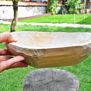 Antique Hand-carved Bowl, Authentic Wooden Bowl, Kitchen Tool for Bread ...