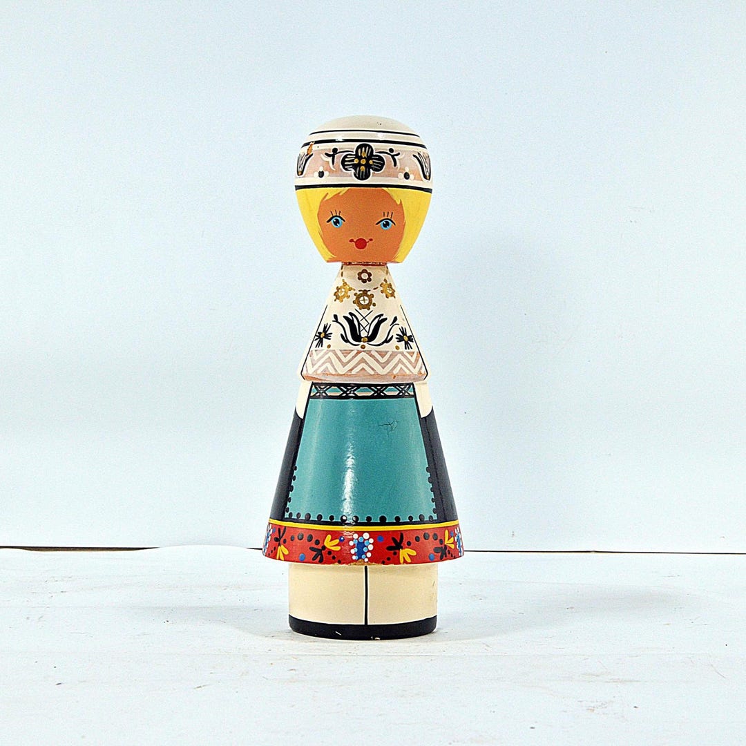 Vintage Soviet Wooden Wall Doll – Hand-painted Folk Art Girl – Russian ...