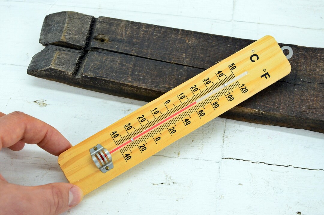Vintage Weather Thermometer, Vintage Wall Thermometer, Wooden Body ...