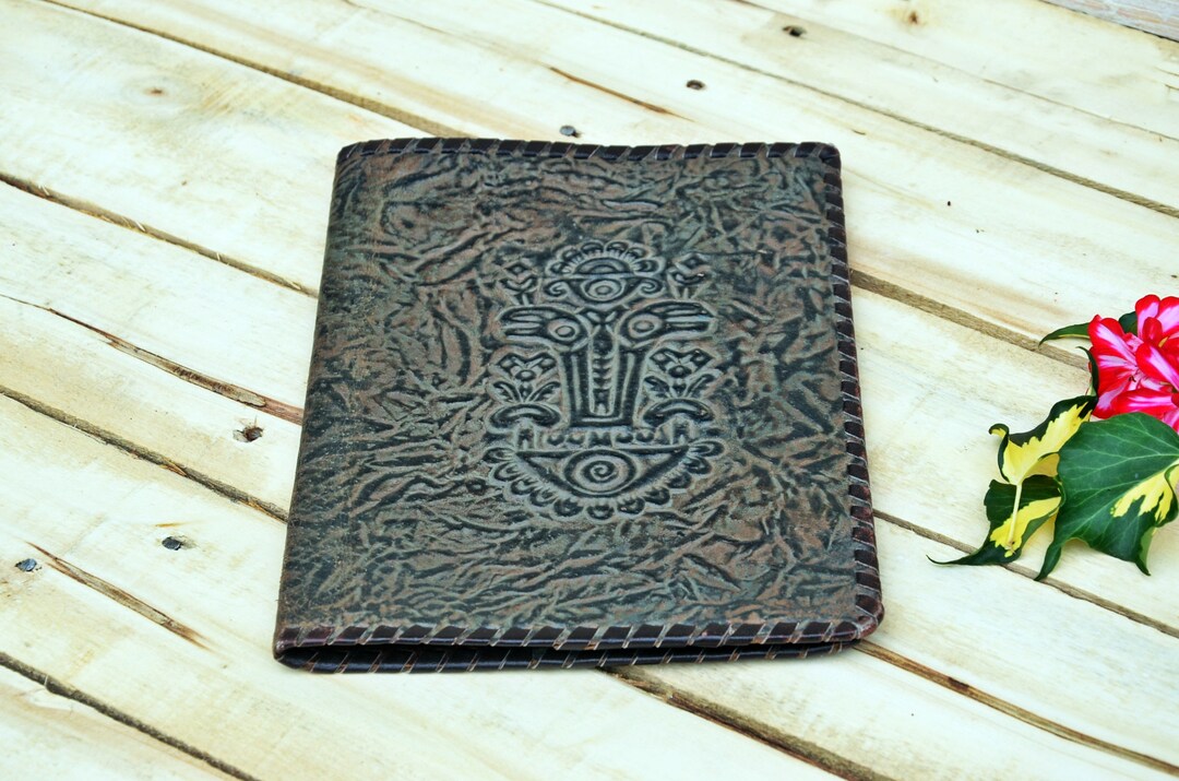 Vintage Leather Folder Small Folder Handmade Embossed Leather Book ...