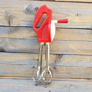 Vintage Hand Mixer, Red Kitchen Mixer, Cooking Supply, Vintage Egg ...