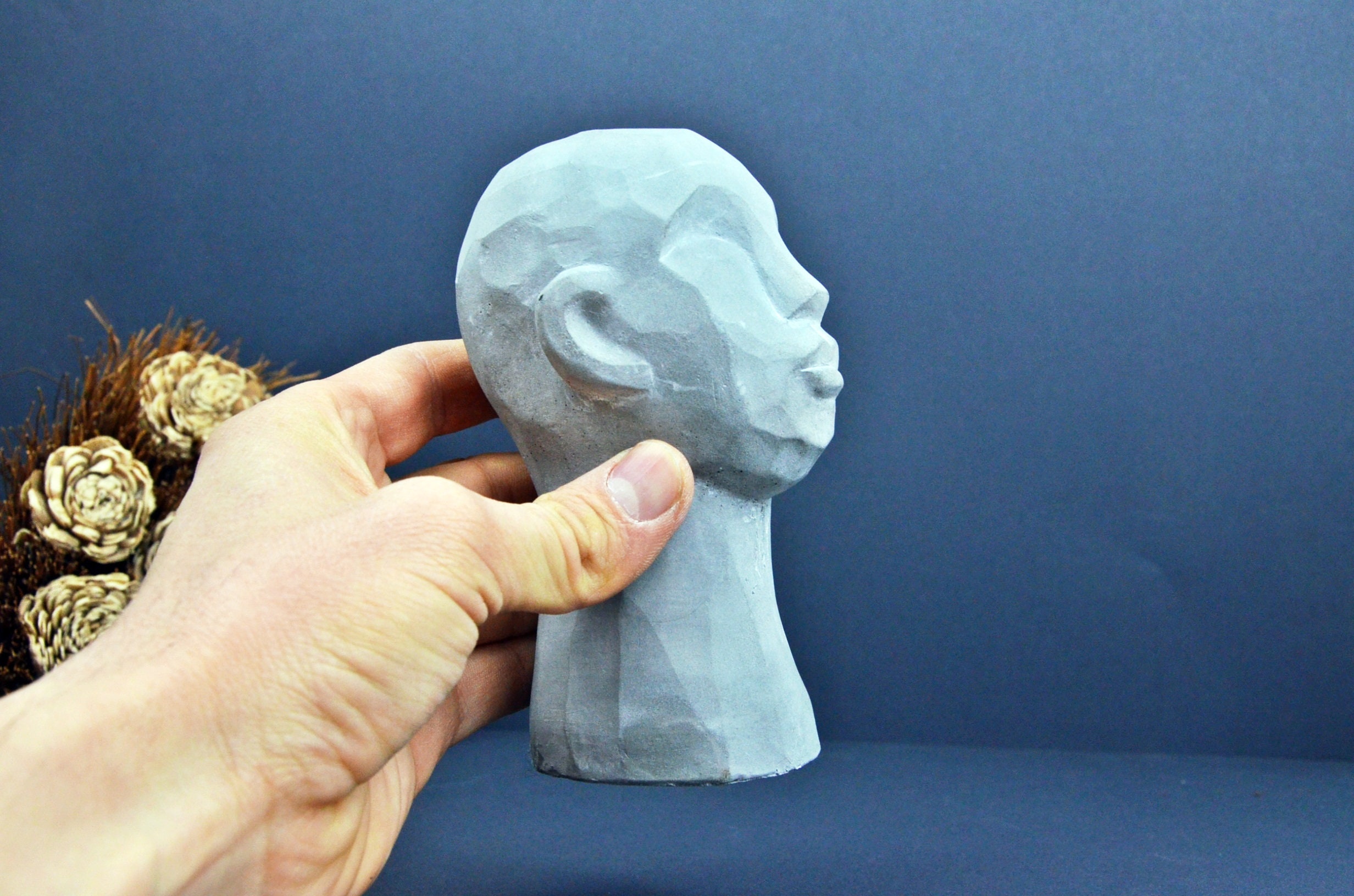 Vintage Stone Figure Bust of the Head Stone Bust of the | Etsy