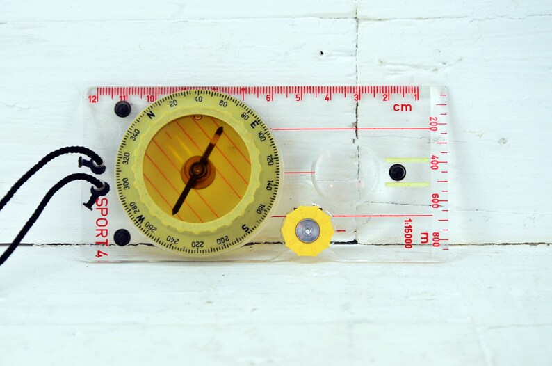 Vintage Line With Compass Plastic Scale Measuring - Etsy