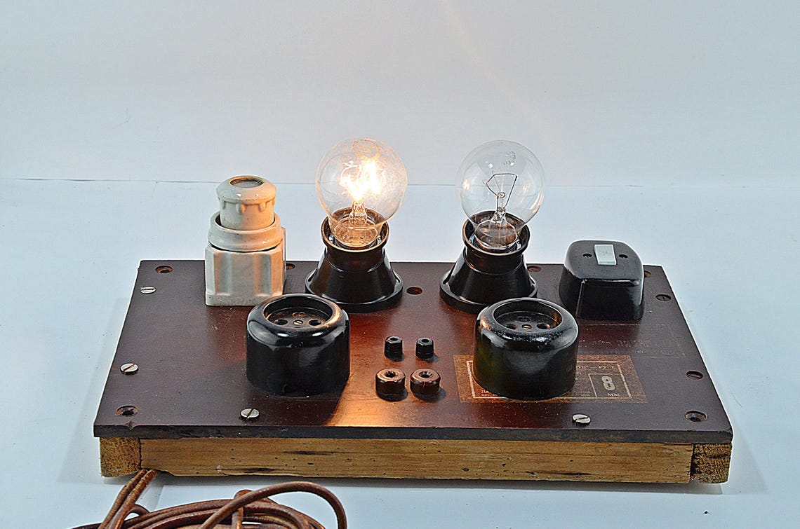 Vintage 1970s Electric Panel With Fuses & Outlets – Industrial Wall ...