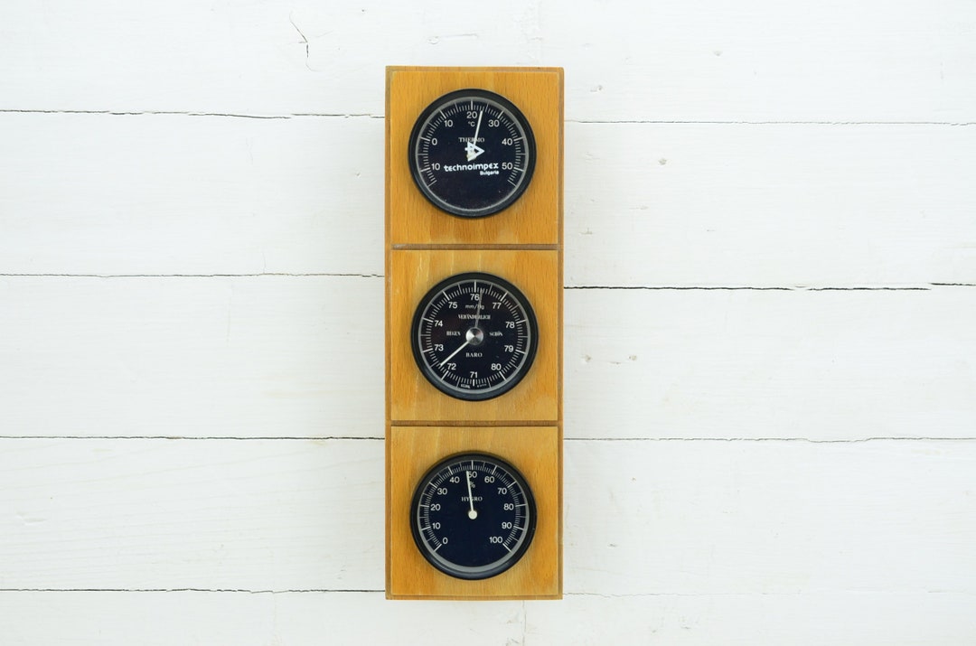 Vintage Weather Station – Hygrometer, Barometer & Thermometer, Made in ...