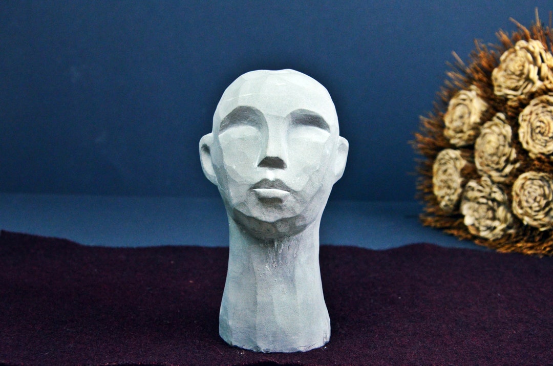 Vintage Stone Figure, Bust of the Head, Stone Bust of the Head, African ...