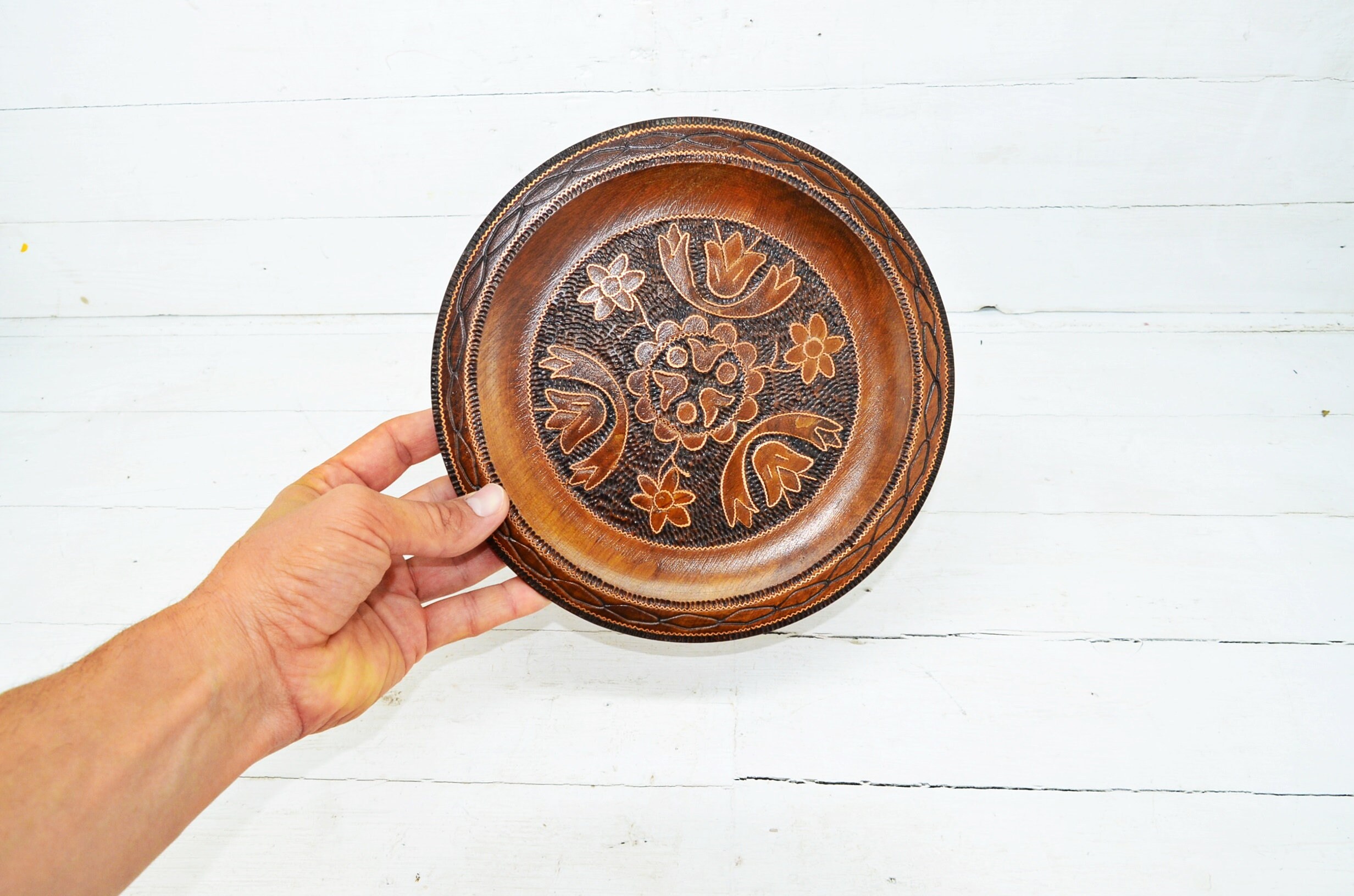 Vintage Wooden Plate Art Decorative Plate Wall Wooden Dish - Etsy