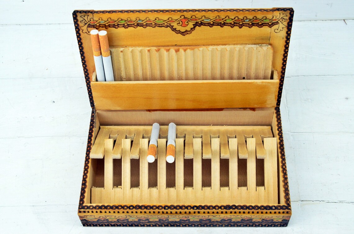 Vintage Wooden Cigarette Box Handmade Cigarette Storage | Etsy