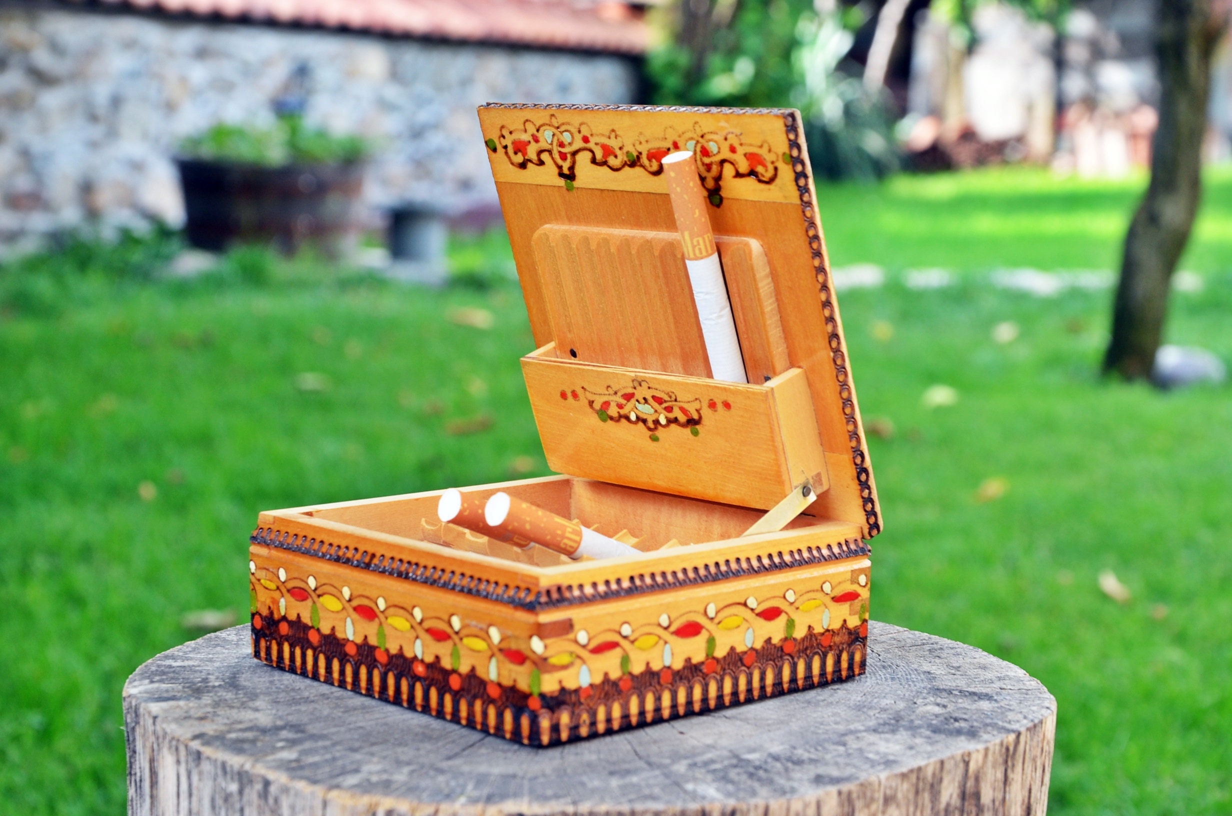 Vintage Wooden cigarette box Wood cigarette case Cigarette | Etsy