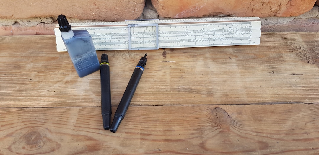 Vintage Wooden Slide Rule With Pens: Drafting Set - Etsy
