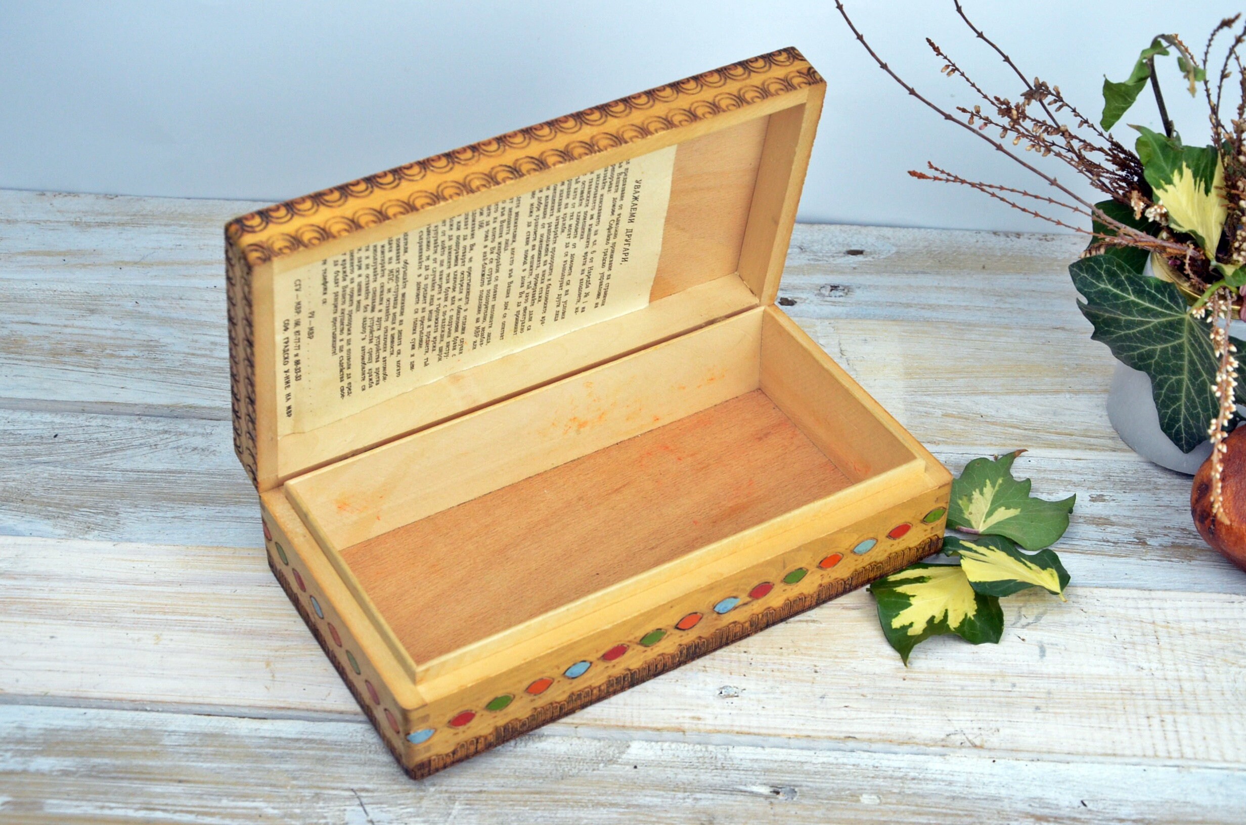 Vintage Wooden Pyrography Box Old Wood Jewellery Box | Etsy