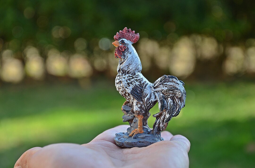 Vintage Stone Rooster Figure, Colorful Figurine, Figure Sculpture ...