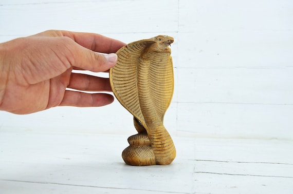 Vintage Wooden Cobra Hand-carved Snake Figurine - Etsy