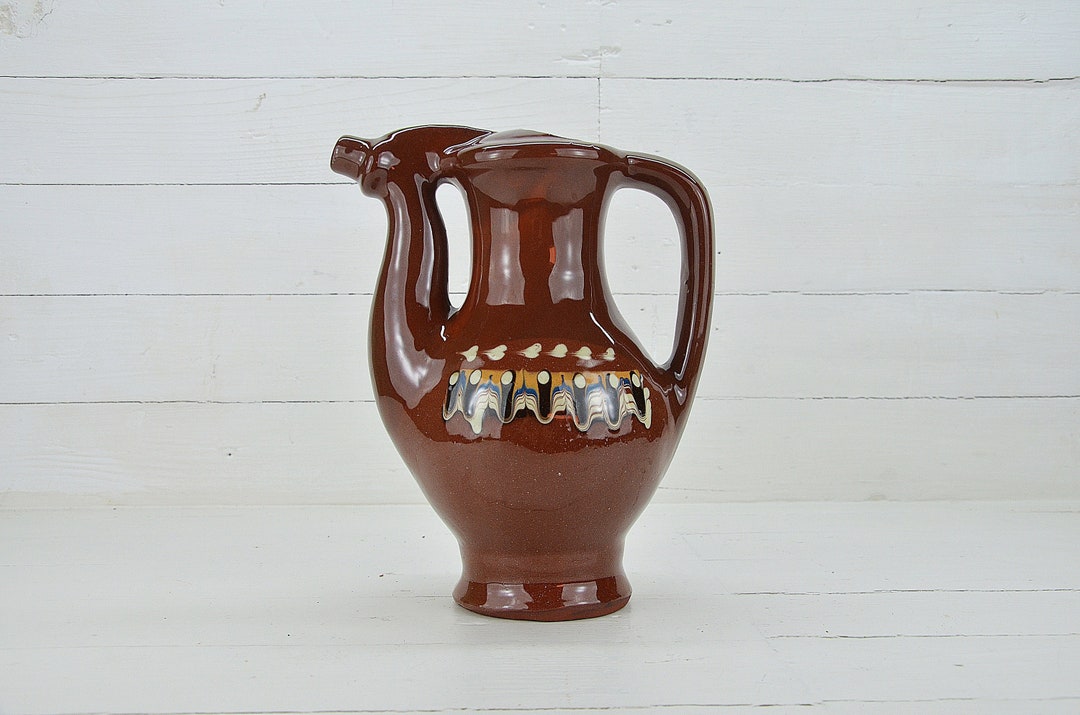 Vintage Clay Jug, Vintage Terracotta Vessel, Rustic Ceramic Jug ...