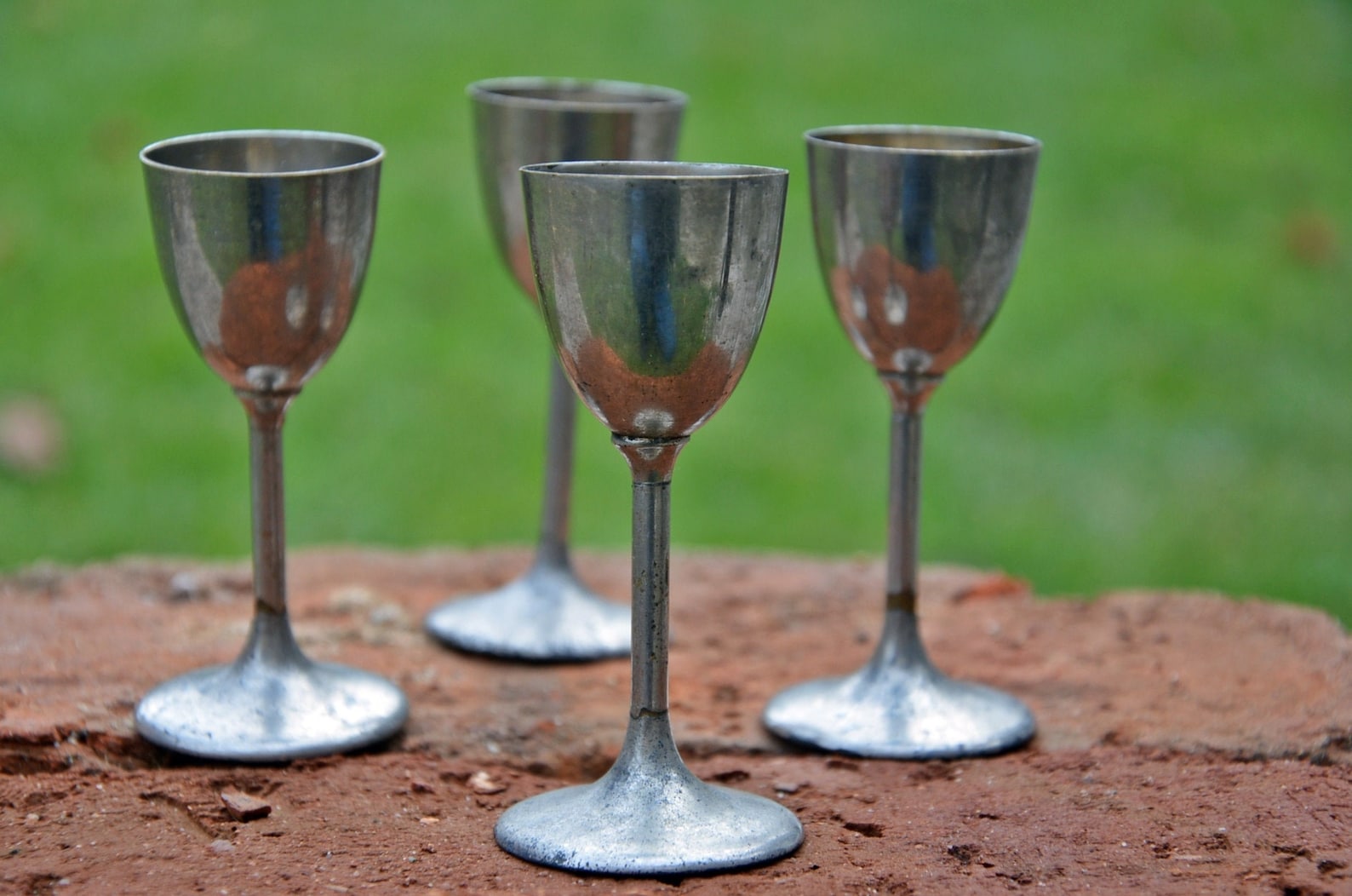 Vintage Small Rustic Metal Wine Cups Set of 4 Vintage - Etsy