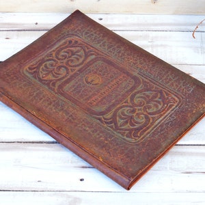 Vintage Bulgarian Leather Folder Handmade Embossed Leather Book Cover ...