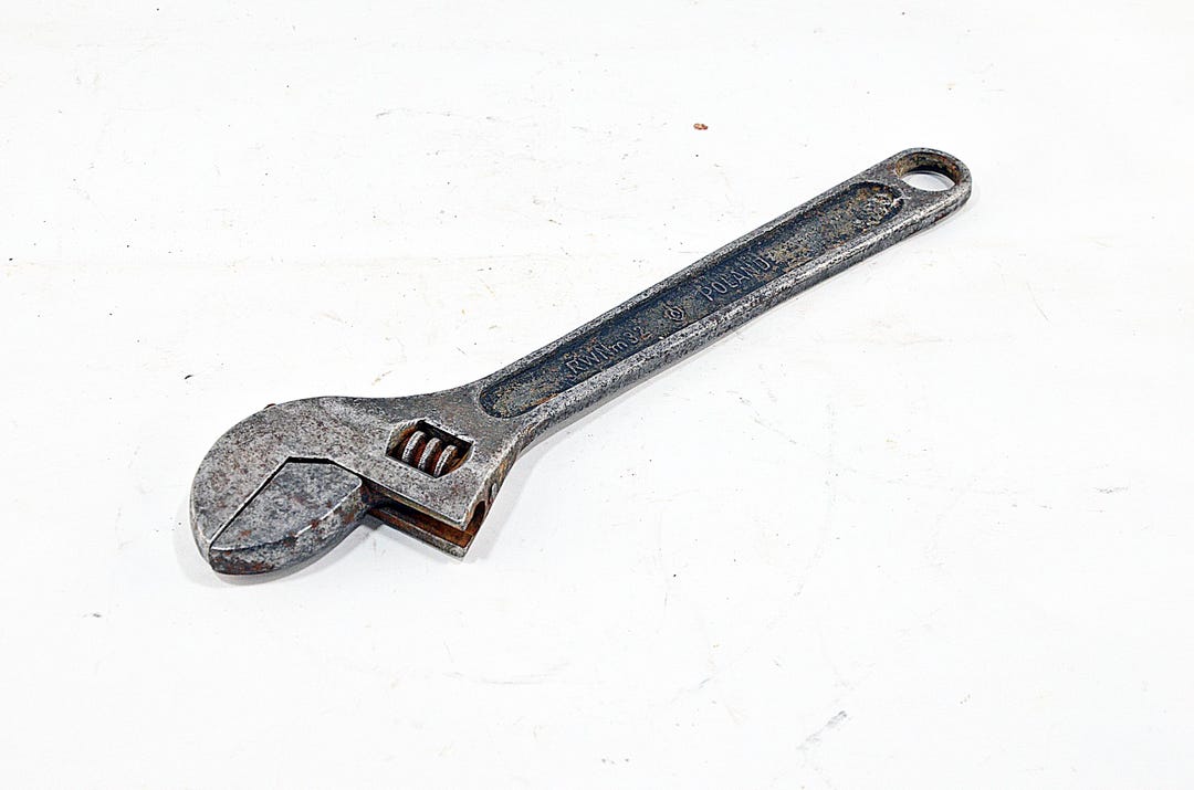 Vintage Adjustable Spanner, Polish Metal Tool, Industrial Workshop ...