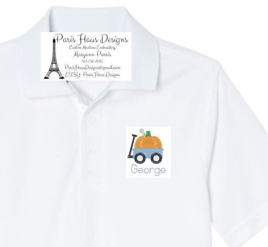 Boys Pumpkin Wagon Monogram Polo Design - Etsy